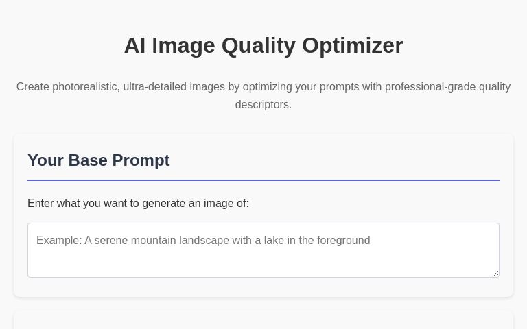 AI Image Quality Optimizer ― Perchance Generator