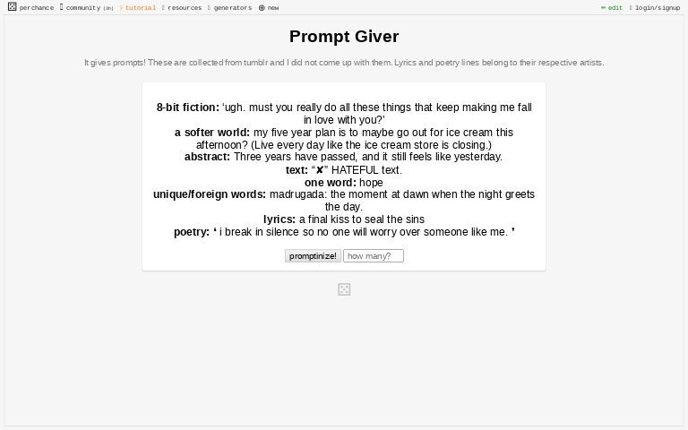 Prompt Giver ― Perchance Generator