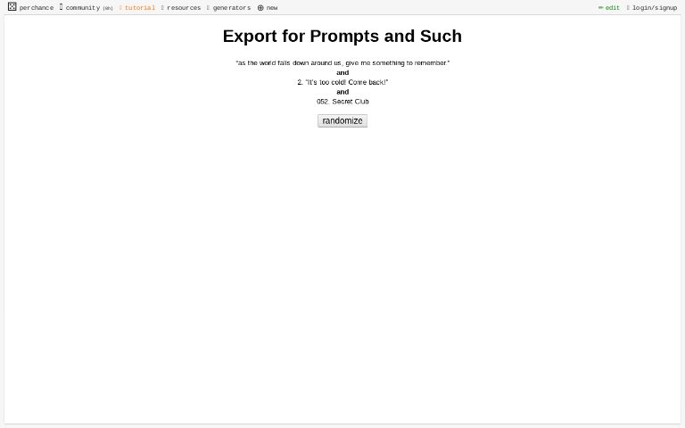 Export for Prompts and Such ― Perchance Generator