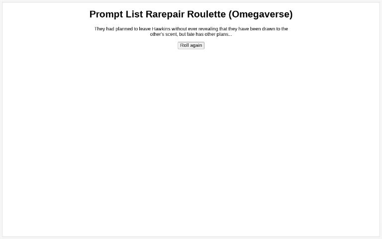 Prompt List Rarepair Roulette (Omegaverse) ― Perchance Generator