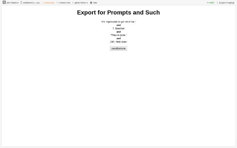 Export for Prompts and Such ― Perchance Generator