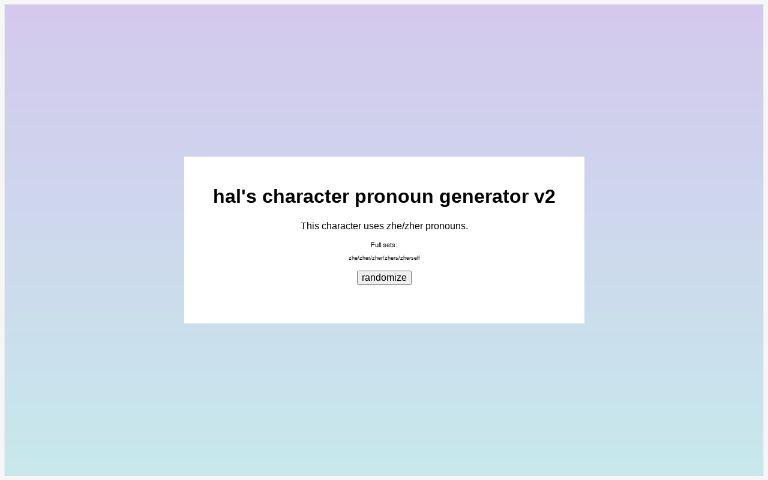 hal's character pronoun generator v2