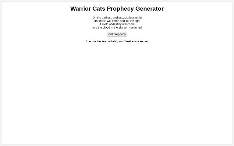 Warrior Cats Prophecy Generator
