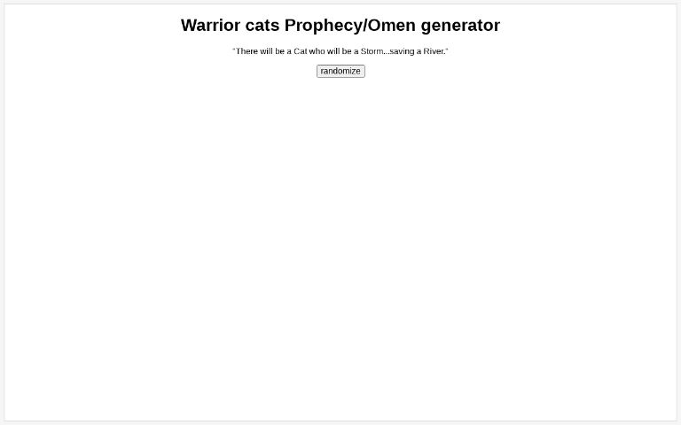 Warrior cats Prophecy/Omen generator