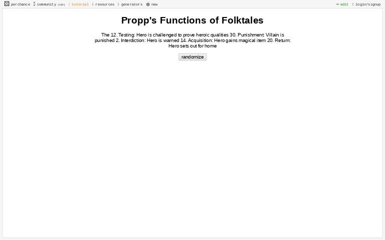 Propp's Functions of Folktales ― Perchance Generator