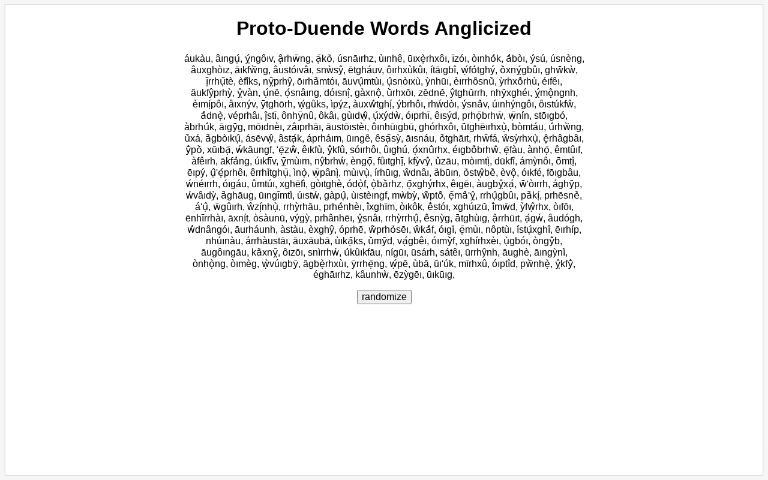 Proto-Duende Words Anglicized ― Perchance Generator