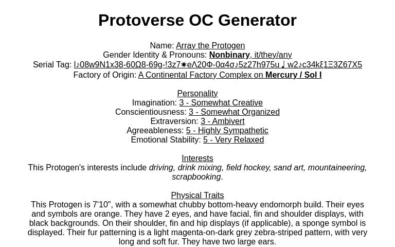 Protoverse OC Generator