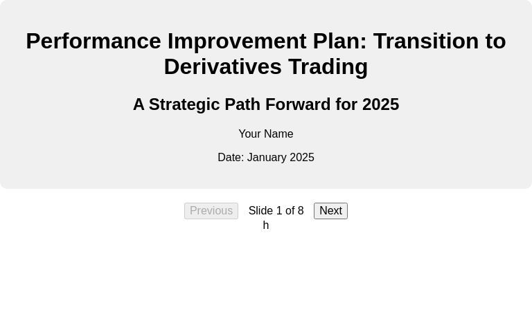 Performance Improvement Plan: Transition to Derivatives Trading ― Perchance Generator