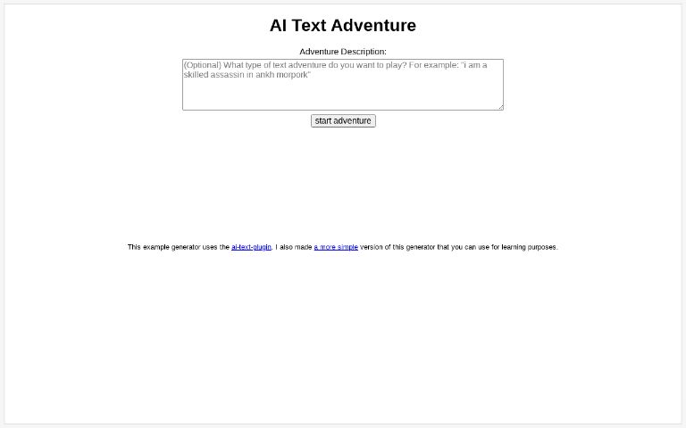 AI Text Adventure ― Perchance Generator