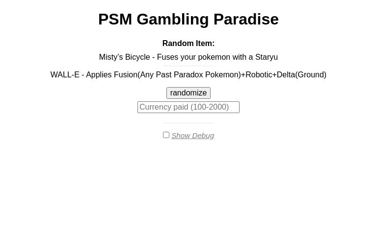 PSM Gambling Paradise ― Perchance Generator