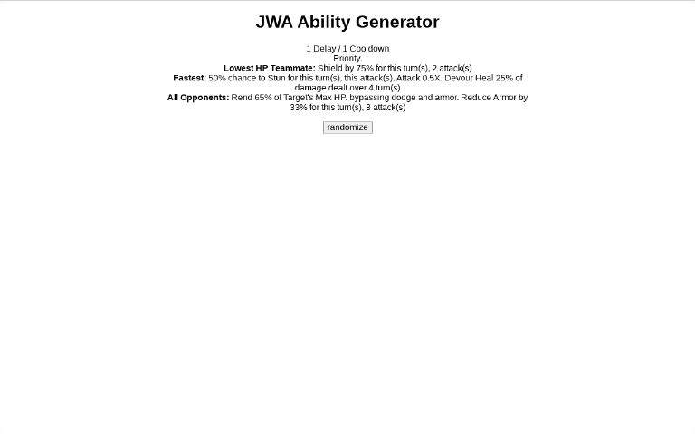 JWA Ability Generator