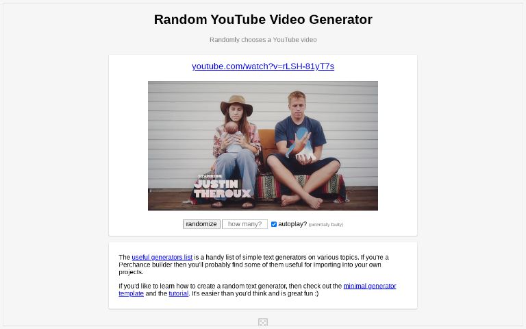 Random YouTube Video Generator