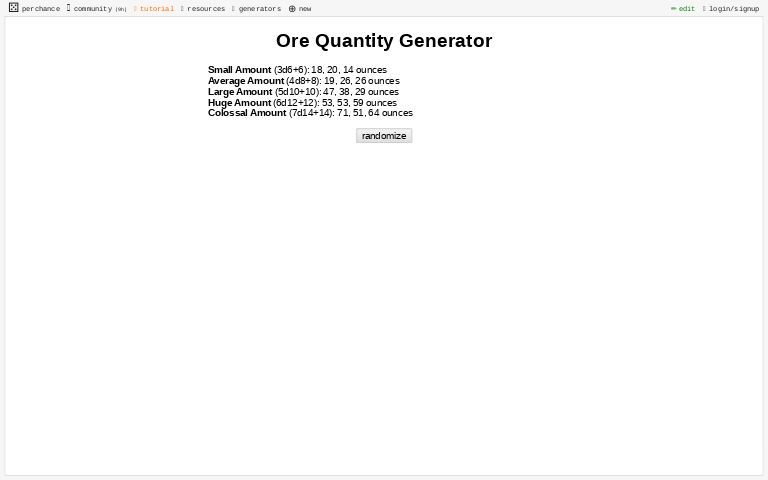 Ore Quantity Generator