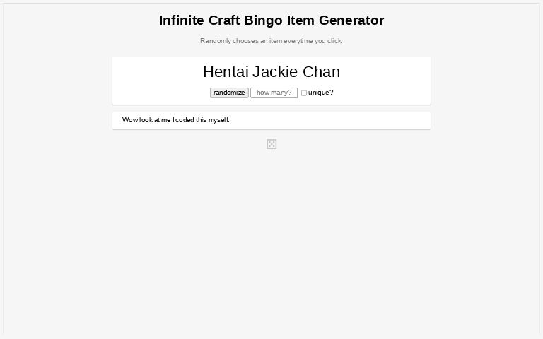 Infinite Craft Bingo Item Generator