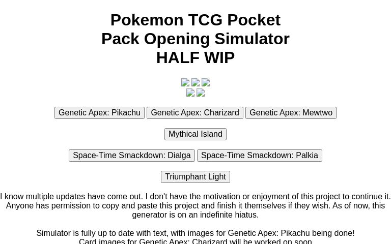 Pokemon TCG Pocket Pack Opening Simulator HALF WIP ― Perchance Generator