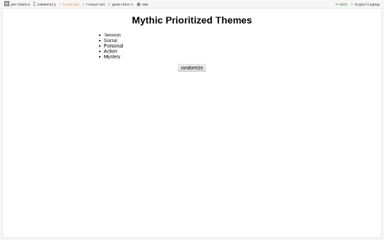 Mythic Prioritized Themes ― Perchance Generator