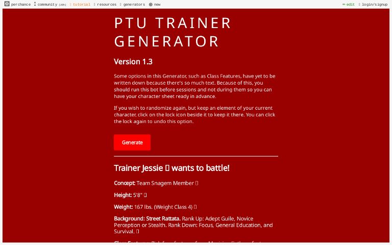 PTU Trainer Generator