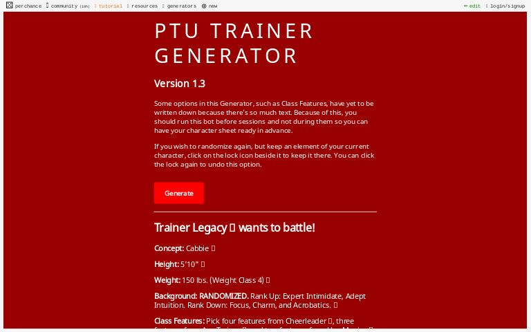 PTU Trainer Generator