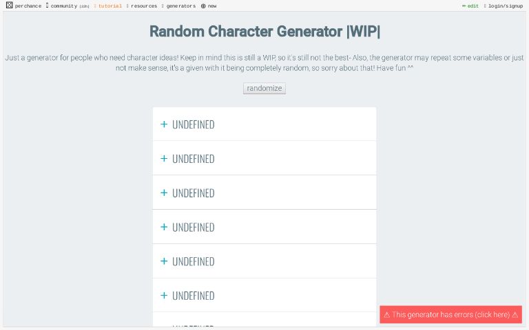Random Character Generator |WIP|