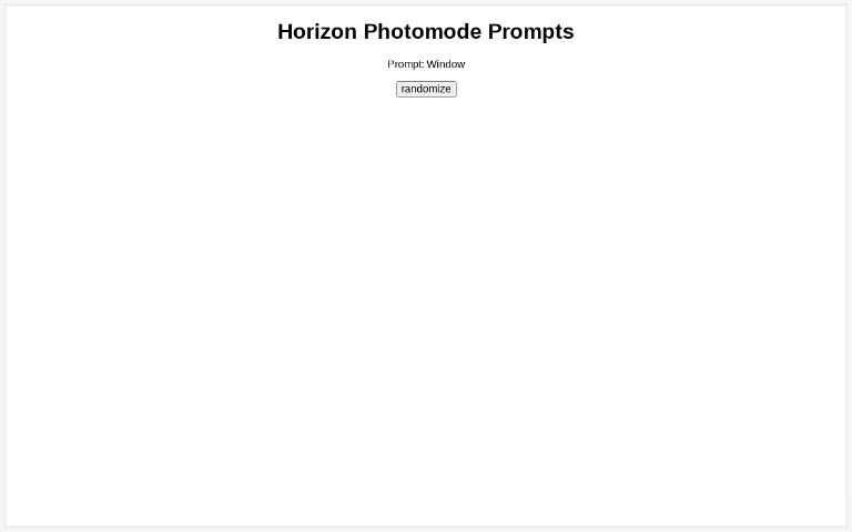 Horizon Photomode Prompts ― Perchance Generator