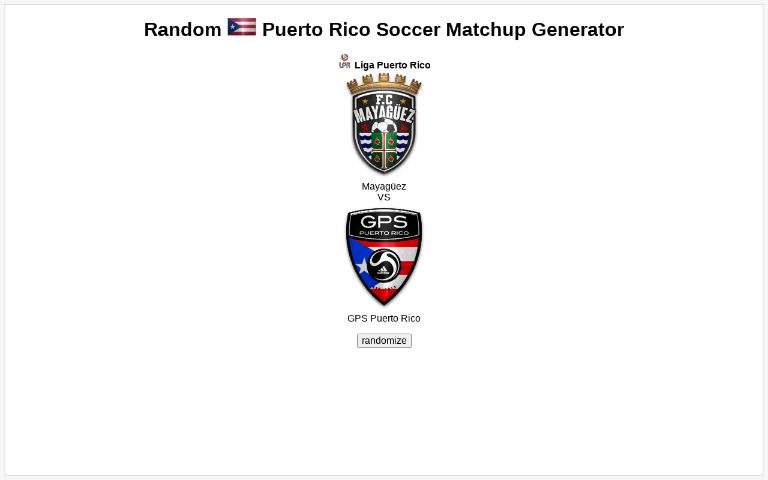 Random Puerto Rico Soccer Matchup Generator