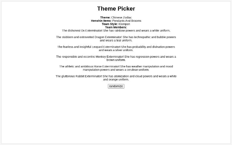 Theme Picker ― Perchance Generator