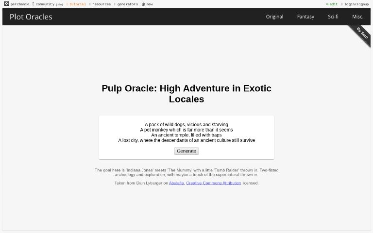 Pulp Oracle: High Adventure in Exotic Locales ― Perchance Generator