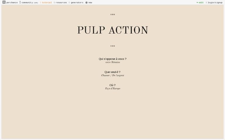 Pulp Action ― Perchance Generator