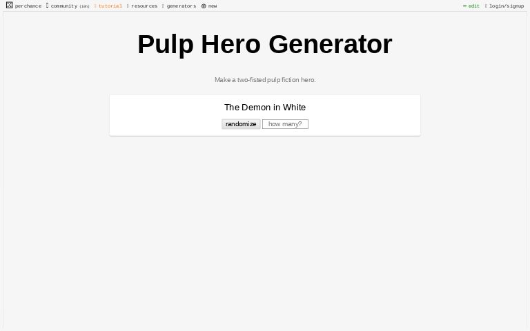 Pulp Hero Generator