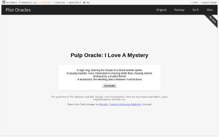 Pulp Oracle: I Love A Mystery ― Perchance Generator