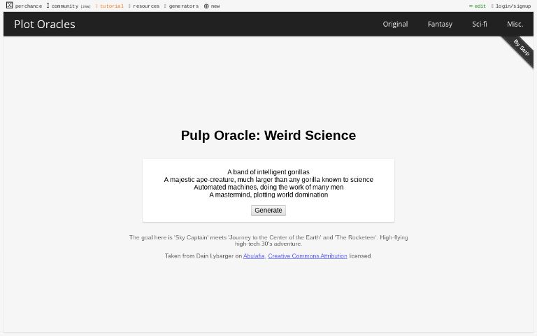 Pulp Oracle: Weird Science ― Perchance Generator