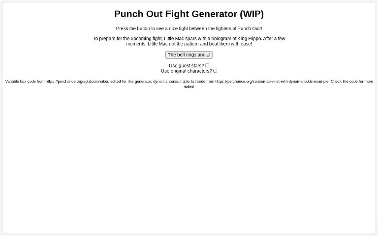 Punch Out Fight Generator (WIP)