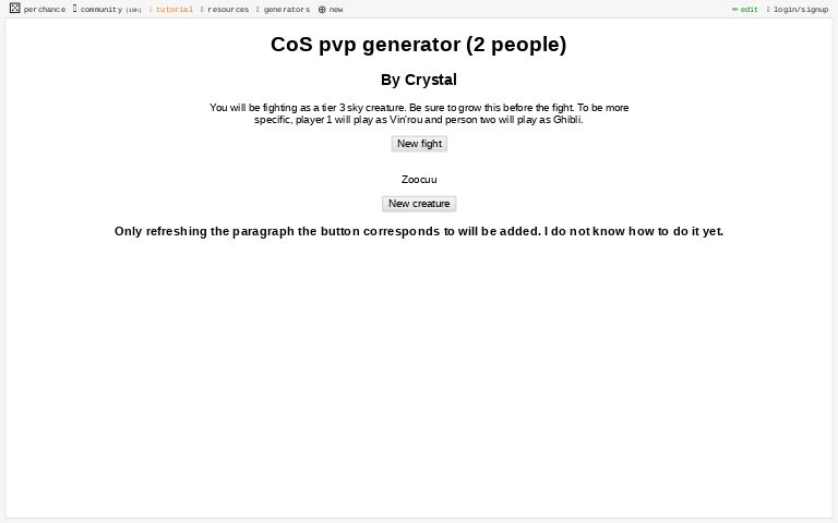 CoS pvp generator (2 people)