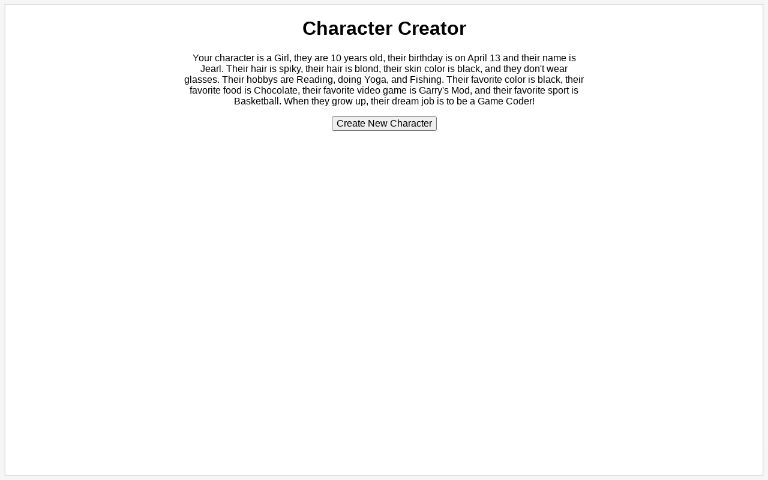 Character Creator ― Perchance Generator