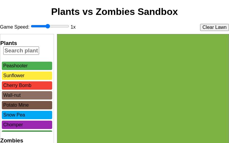 Plants vs Zombies Sandbox ― Perchance Generator