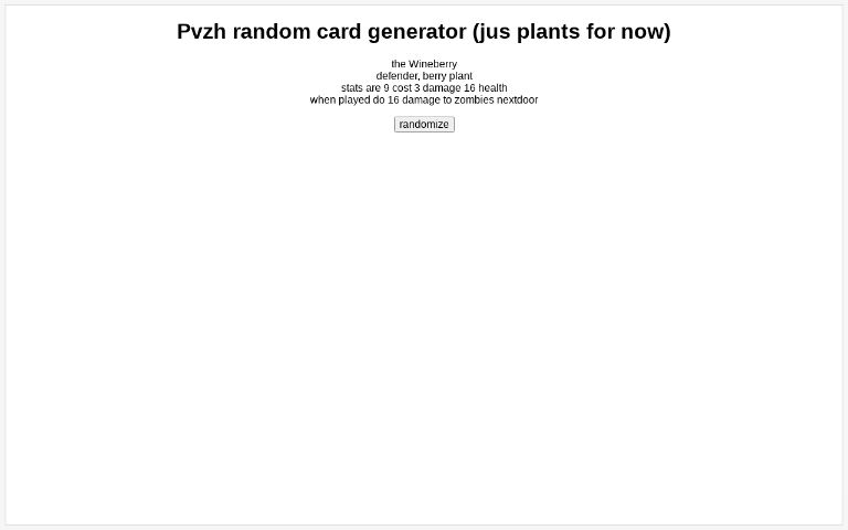 Pvzh random card generator (jus plants for now)