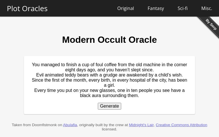 Modern Occult Oracle ― Perchance Generator