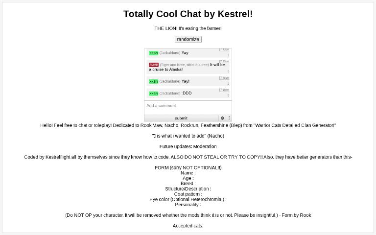 Totally Cool Chat by Kestrel!