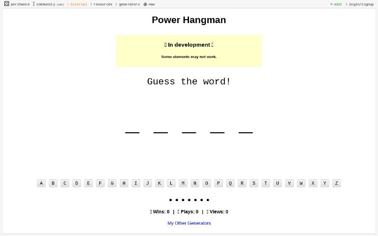 Power Hangman ― Perchance Generator