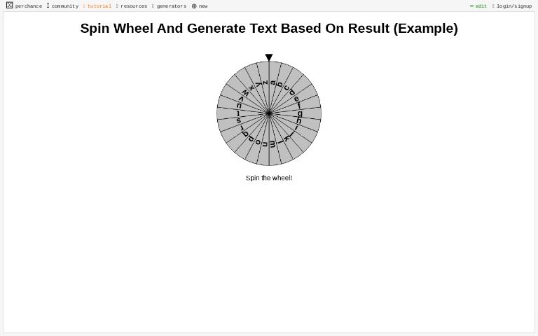 Spin Wheel And Generate Text Based On Result (Example)