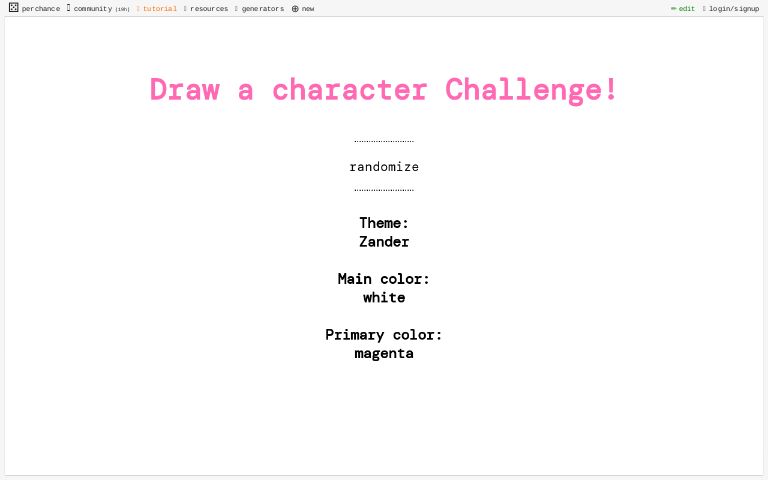 Draw a character Challenge! ― Perchance Generator