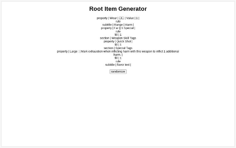 Root Item Generator