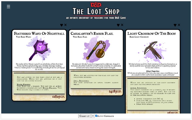 The Loot Shop ― Perchance Generator