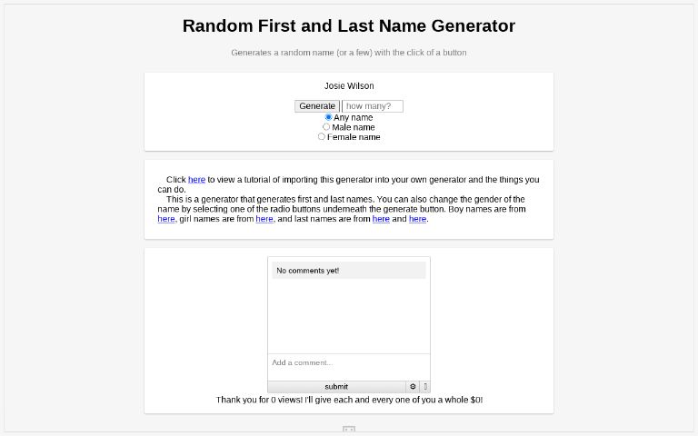 First and Last Name ― Perchance Generator
