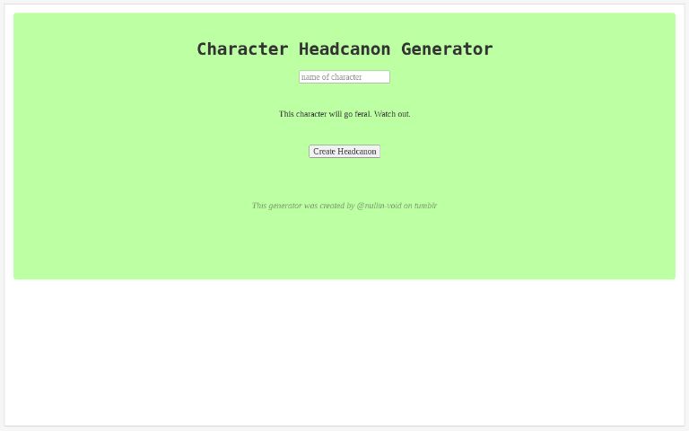 Character Headcanon Generator