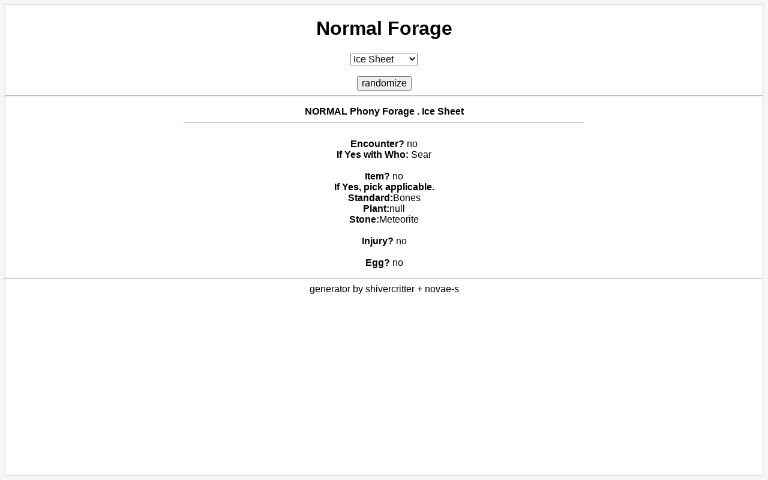 Normal Forage ― Perchance Generator