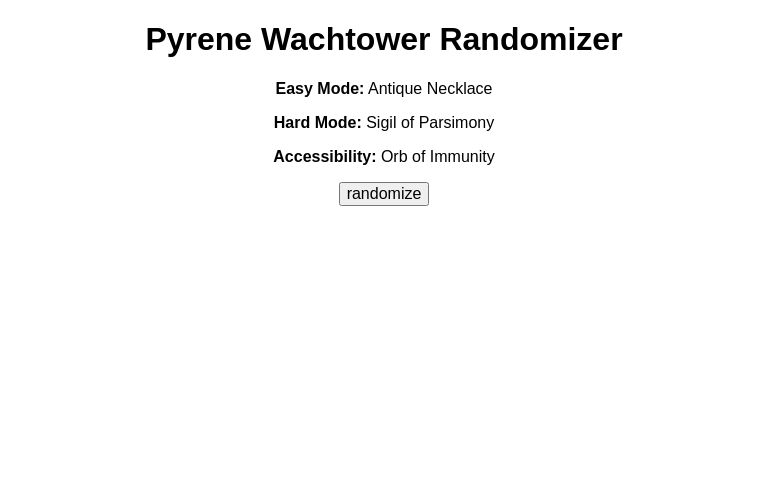 Pyrene Wachtower Randomizer ― Perchance Generator