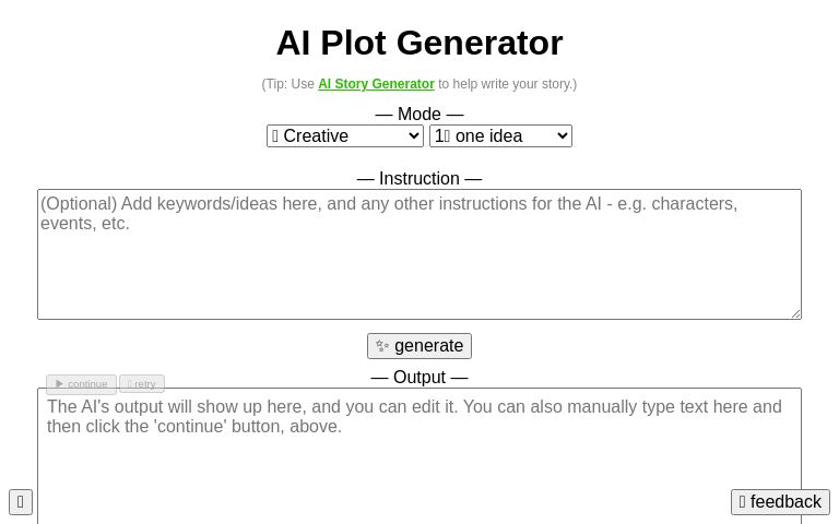 Plot Generator AI (free, no sign-up, unlimited)