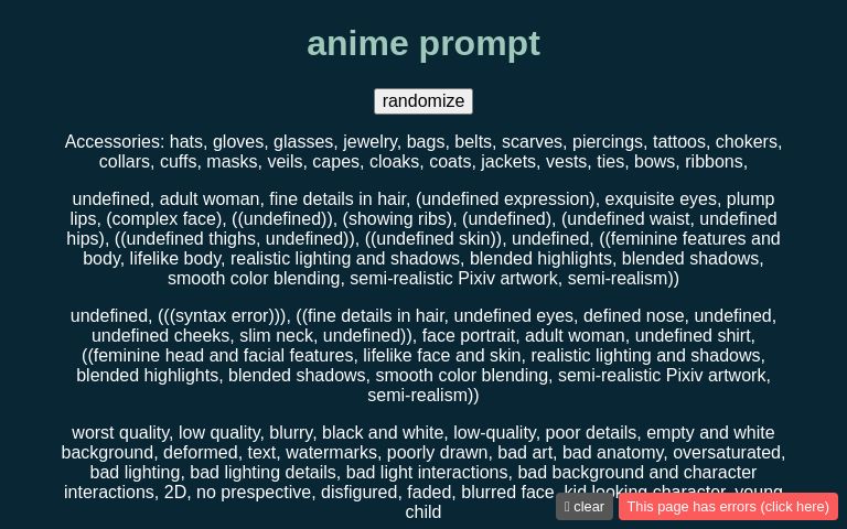anime prompt ― Perchance Generator