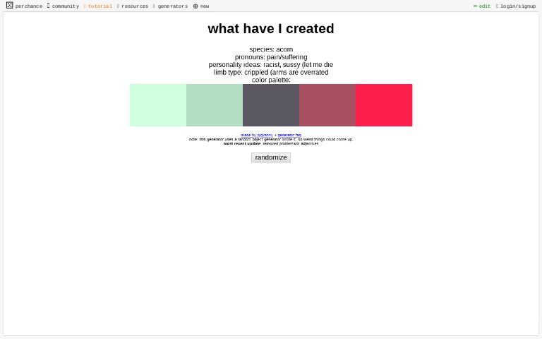 what have I created ― Perchance Generator